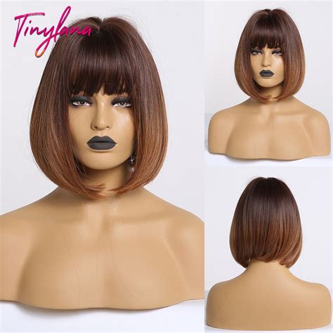 Tiny Lana Synthetic Straight Dark Brown Wigs With Vicedeal
