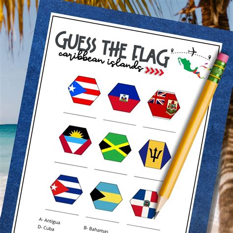 Caribbean Island Flags Picture Quiz Trivia Game Digital Download Etsy