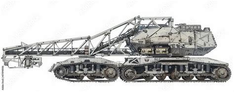 A Detailed Drawing Of A Mobile Bridge Layer Featuring Its Deployment