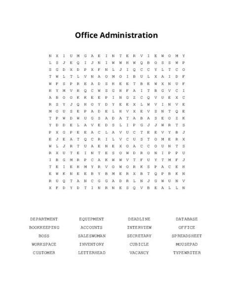 Office Administration Word Search