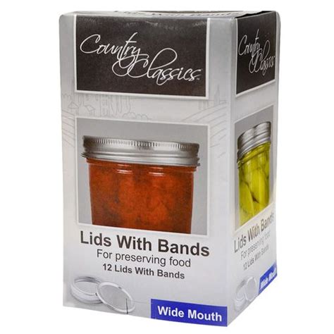 Wide Mouth Jar Lids And Bands Universal Fit 12 Pack