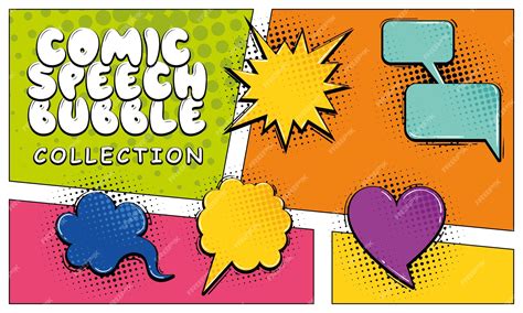 Premium Vector | Colorful comic speech bubble collection with halftone effects
