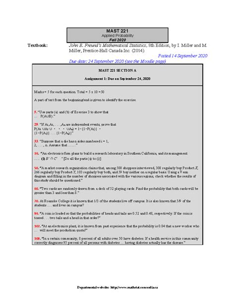 Sols Assignment 1 Mast221 F2020 Departmental Website Mathstat
