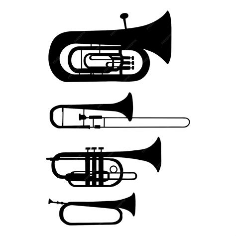 Brass Instruments Set Premium Vector