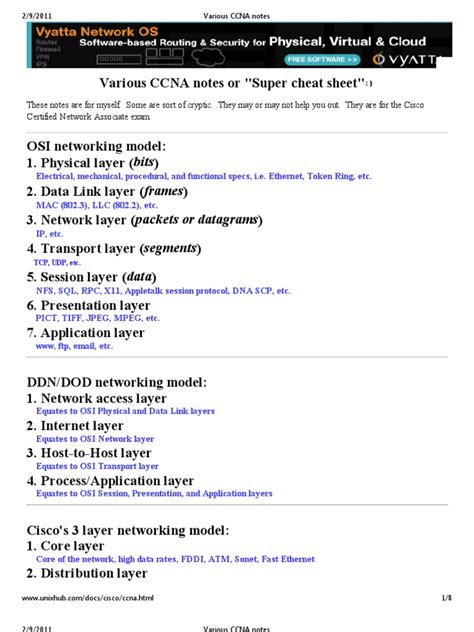 Various Ccna Notes Pdf Network Switch Computer Network