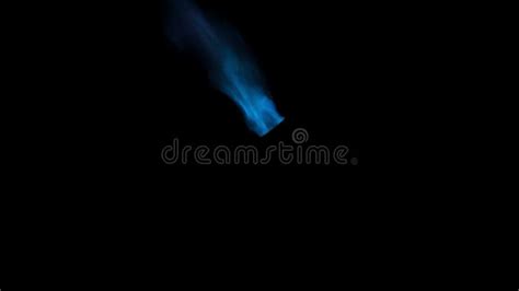 Gas Burner Flame Blue Fire Isolated On Black Background Close Up