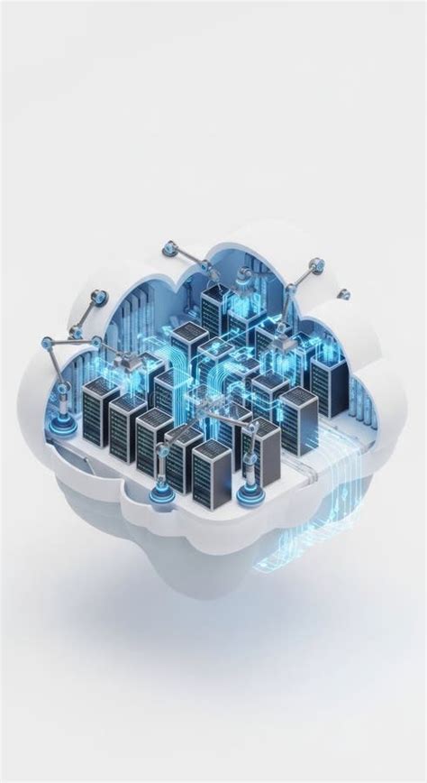 3d Isometric Cloud Computing Data Center Illustration Stock