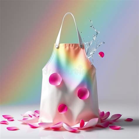 Abstract Rainbow Apron Design With Floating Objects And Water Splash A Colorful Clean And Fresh