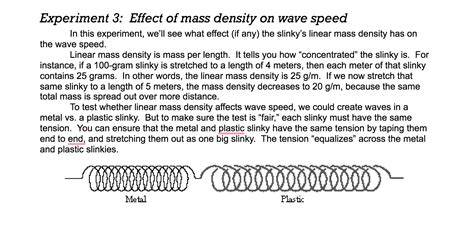 Solved Experiment 3 Effect Of Mass Density On Wave Speed In