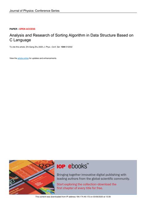 Pdf Analysis And Research Of Sorting Algorithm In Data Structure Based On C Language