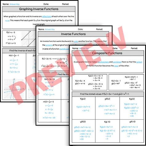 Functions Guided Notes Domain Range Composite Inverse Absolute Value