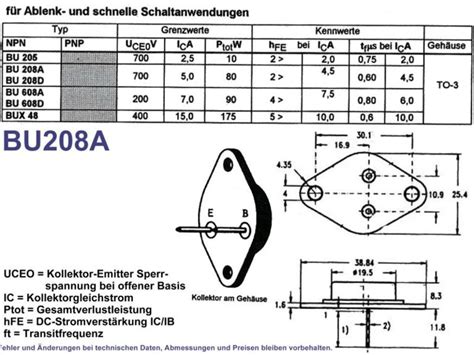 Npn Transistor 8 0a 700v To 3 Type Bu208a Grieder Elektronik Bauteile Ag