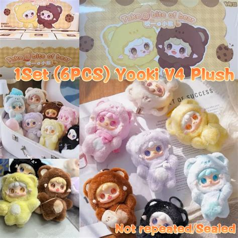 1set 6pcs Yooki V4 Plush Doll Yooki Little Bear Blind Box 100