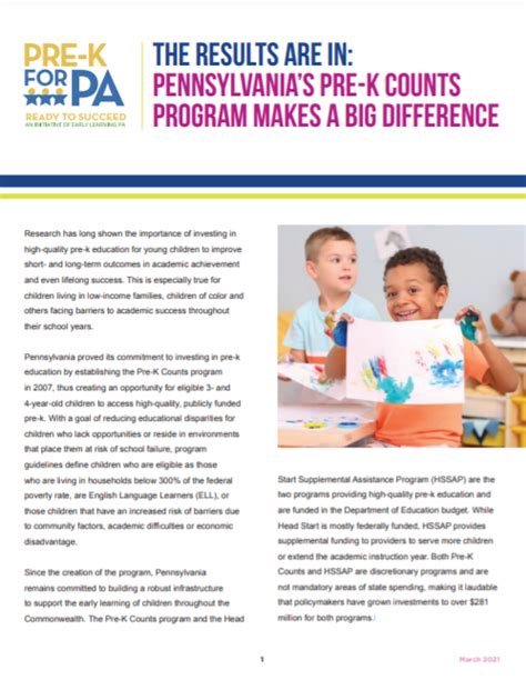 Policy Brief The Results Are In Pennsylvanias Pre K Counts Program
