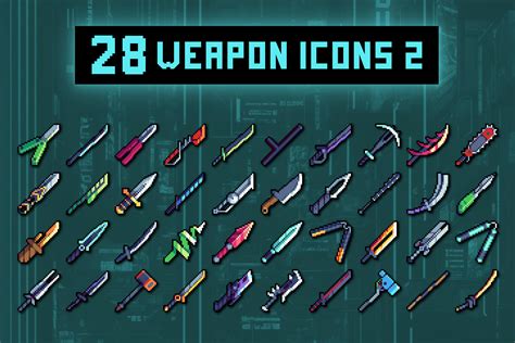 Free Melee Weapon Pixel Icons For Cyberpunk By Craftpix On Newgrounds