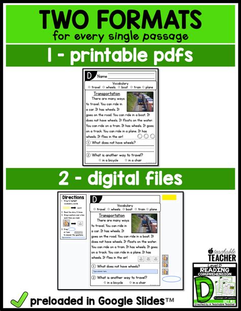 Level D Reading Comprehension Passages And Questions Set Two A