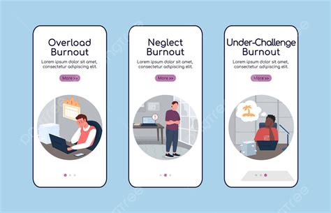 Flat Vector Template For Mobile App Screen Featuring Onboarding Burnout Types Vector Remote