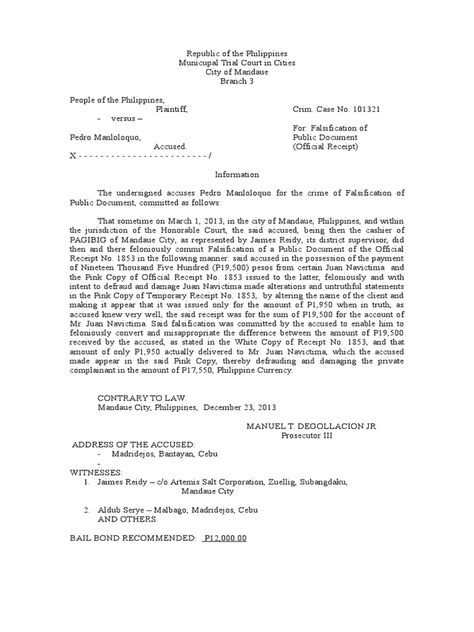 Information Falsification Of Public Documents Forgery Criminal Law