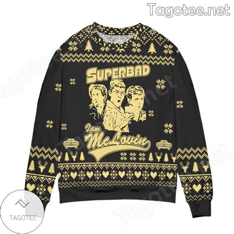 Superbad I Am Mclovin Pine Tree And Snowflake Holiday Ugly Christmas Sweater Tagotee