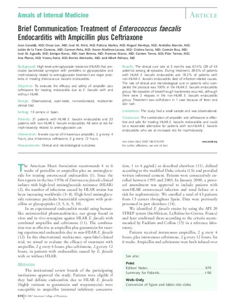 Pdf Brief Communication Treatment Of Enterococcus Faecalis