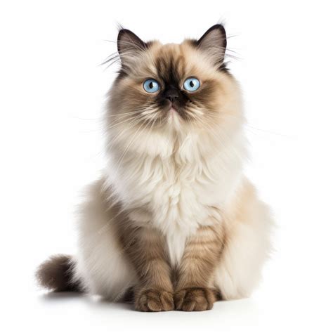 Premium Photo Fluffy Himalayan Cat With Blue Eyes On White Background