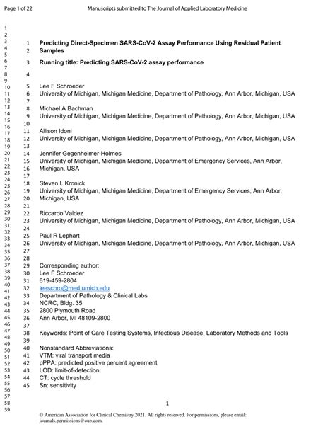 Pdf Predicting Direct Specimen Sars Cov 2 Assay Performance Using