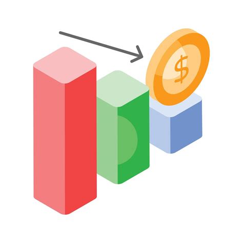 Down Chart Financial Loss Decrease Chart Isometric Vector Design