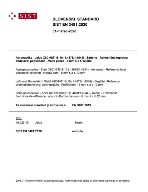 EN 3481:2019 - Aerospace series - Steel X8CrNiTi18-10 (1.4878/1.4544 ...
