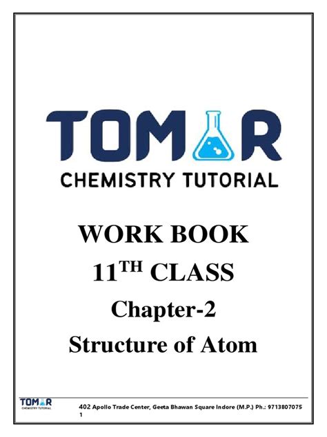 Class 11 Structure Of Atom Workbook By Tomar Chemistry Tutorial