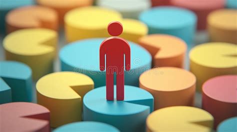 Action Figure On Colorful Pie Charts Business Analysis Data