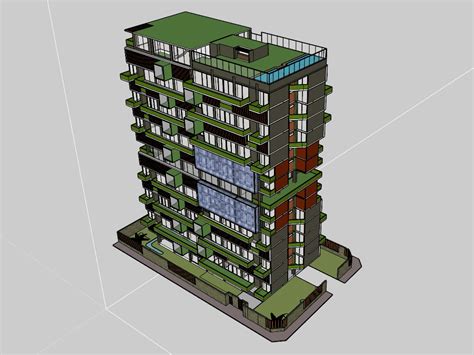 Edificio Multifamiliar Con Terrazas 3d 204 Mb Bibliocad