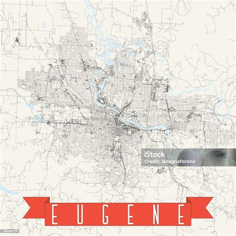 Eugene Oregon Usa Vector Map Stock Illustration Download Image Now Abstract Aerial View