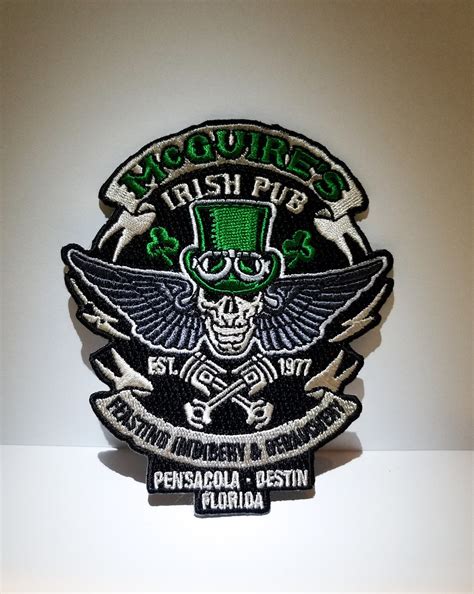 Biker Skull Patch Mcguires Irish Pub
