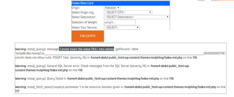 Php Mssql Procedure Query Return Cannot Insert The Value Null Into