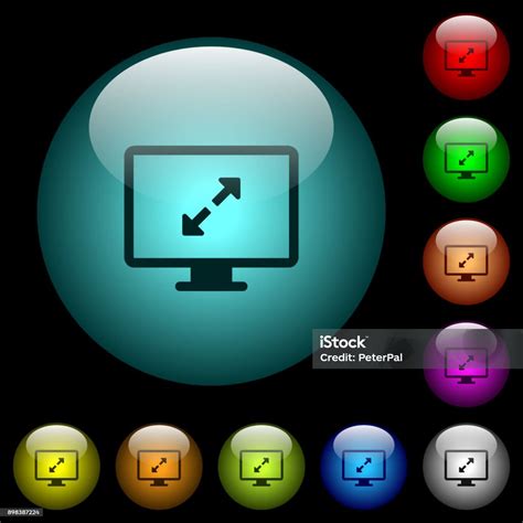 Ajuster Les Icônes De Résolution Décran En Boutons De Verre Lumineux De Couleur Vecteurs Libres