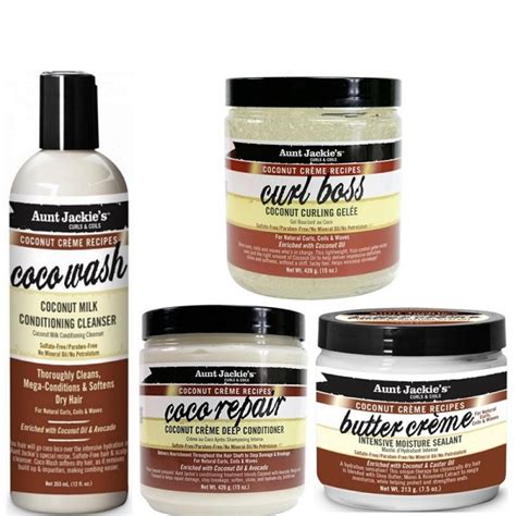 Gamme Coconut Crémé Recipes Programme Cheveux Sec Et Abîmés Aunt Jackies 4 Produits
