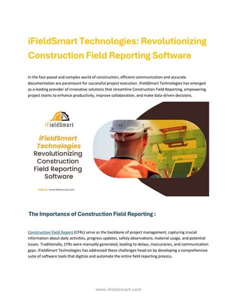 Ifieldsmart Technologies Revolutionizing Construction Field Reporting