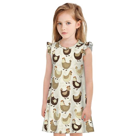 Pofeuu Funny Chicken Print Girls Nightgowns Nightgown Princess Pajama
