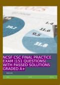 NCSF CSC FINAL PRACTICE EXAM QUESTIONS WITH PASSED SOLUTIONS GRADED A NCSF CSC Stuvia US