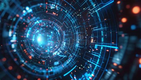 Blue Circular Technology Lines Stock Illustration Illustration Of