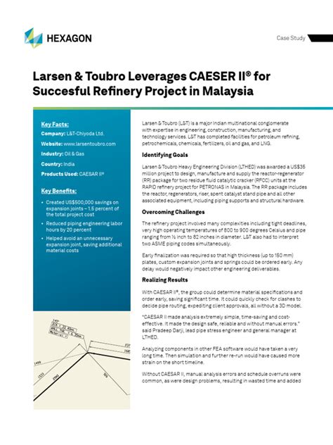 Ltc Leverages Caeser Ii For Successful Refinery Project In Malaysia Pdf Oil Refinery