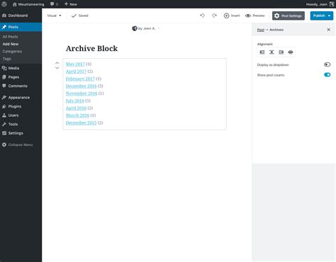 add block archive · issue 1464 · wordpress gutenberg · github