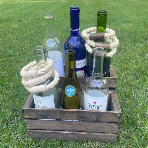 Game Rustic Bottle Toss Ring Toss Outdoor Yardlawn Game With 6 Rings