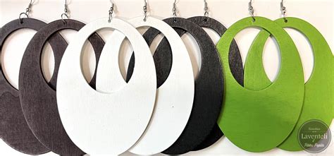 Suuri Puinen Soikea Vanerikorvakoru Korvakorut Sisustus Laventeli