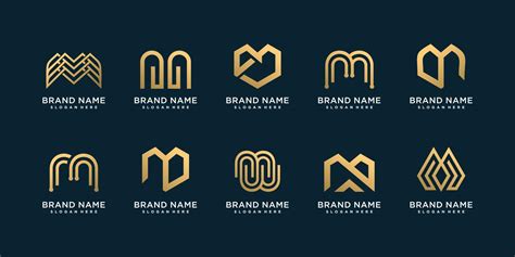 Letter M Logo Collection With Creative Luxury Concept Premium Vector