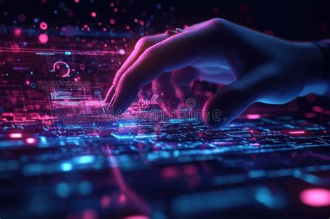 Futuristic Hand Interacting With Digital Screen Depicting Advanced