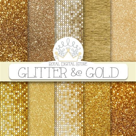 Gold Glitter Digital Paper Glitter And Gold With Etsy
