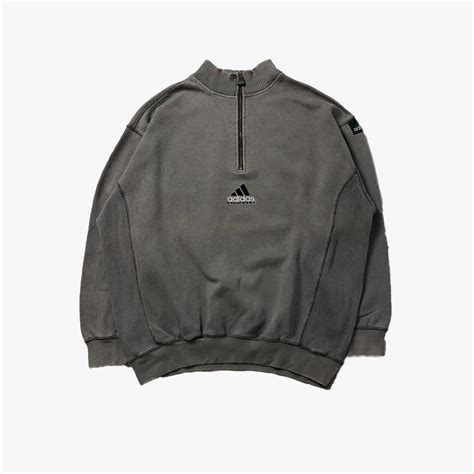 Vintage 90s Adidas Eqt 14 Zip Sweatshirt Size Xl Depop