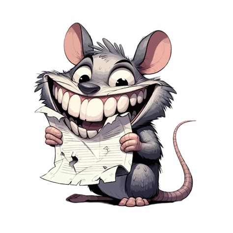 Premium Vector Rat With Big Teeth Biting Paper