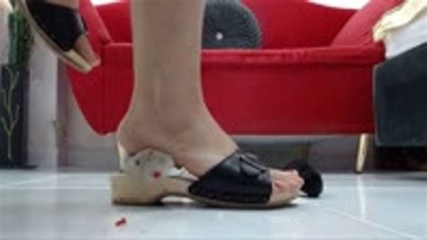 Crushing 3 Toy Mouses Barefeet And 2 Hard Wooden Sandals Swedish Clogs